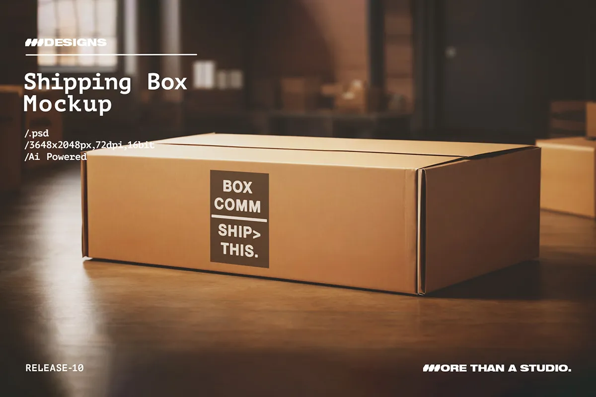 Shipping Box Mockup – Free Download | FreeAssets